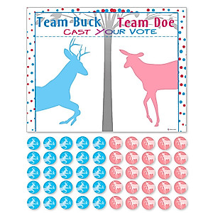 PROLOSO Baby Shower Gender Reveal Voting Board Team with Pink & Blue Stickers (Buck or Doe)