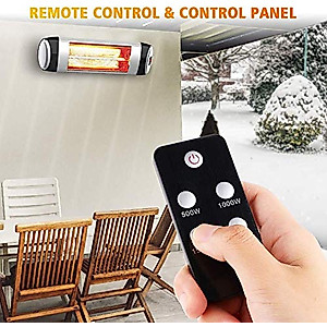 Electric Patio Heater Wall Mounted Waterproof Infrared Heater 1500W, Remote control + timer, Overheat Protection, for Garage Courtyard Balcony Shops Bathroom Outdoor & Indoor