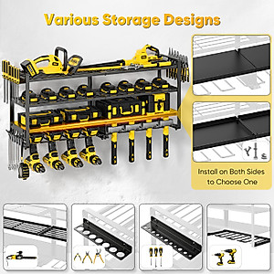 POKIPO Large Power Tool Organizer Wall Mount, Heavy Duty Widen 8 Drill Holder, 4 Layers Cordless Tool Storage Rack, Utility Racks Shelf for Garage