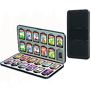 TATMOHIK Game Card Case for Nintendo Games or Micro SD Cards， Switch Game Card Holder for Nintendo Switch Card Holder with 24 Nintendo Eshop Gift Card and 24 Micro SD Card Slots(Black，24slots)