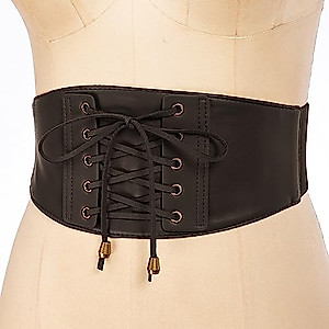 Women's Cinch Belt Tied Corset Elastic Waist Belt for Steampunk Parties Dark Brown Medium