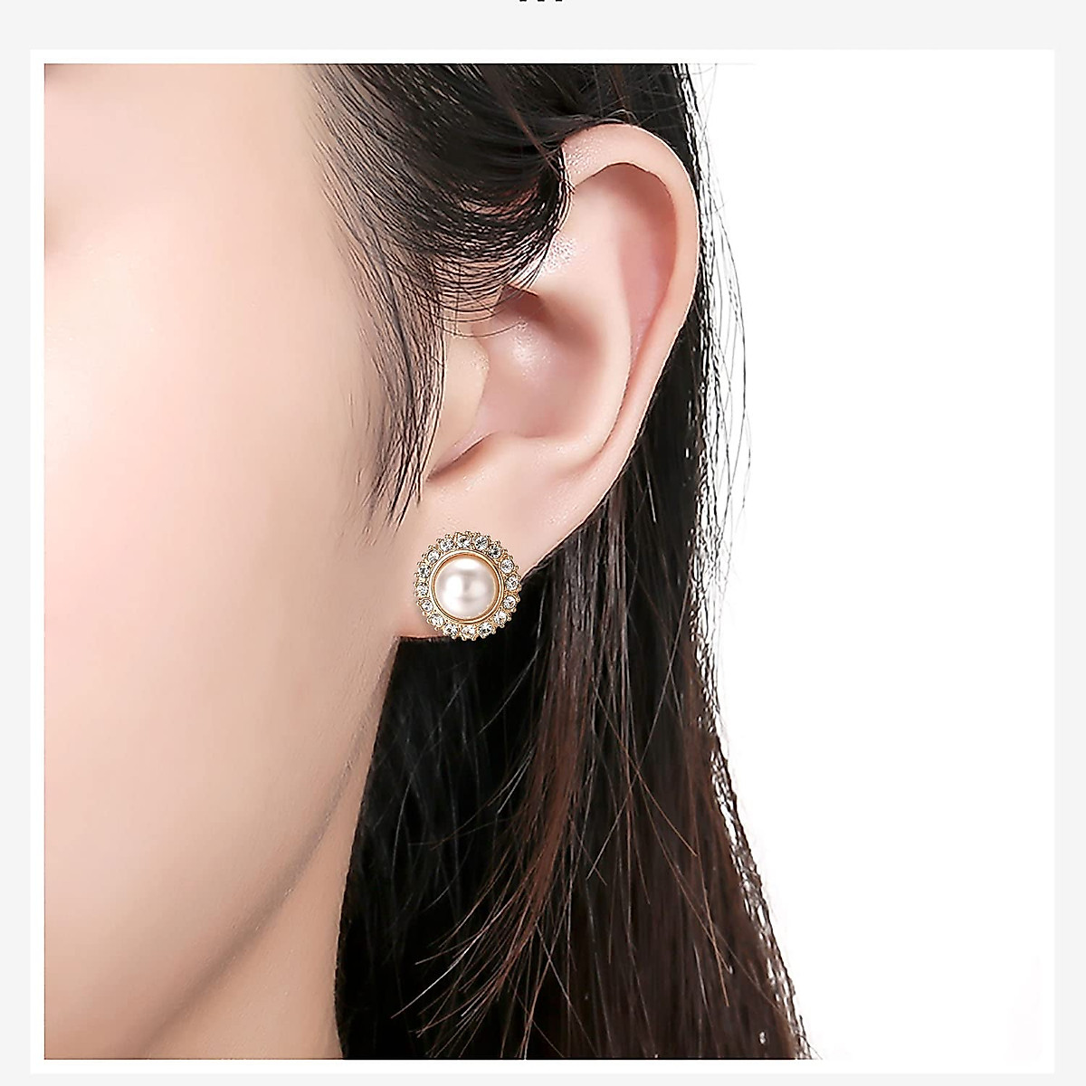 Yoursfs Ivory Pearl Clip On Earrings For Women 18k Gold Plated Flower Wedding Fashion Jewelry CZ Dainty Earring