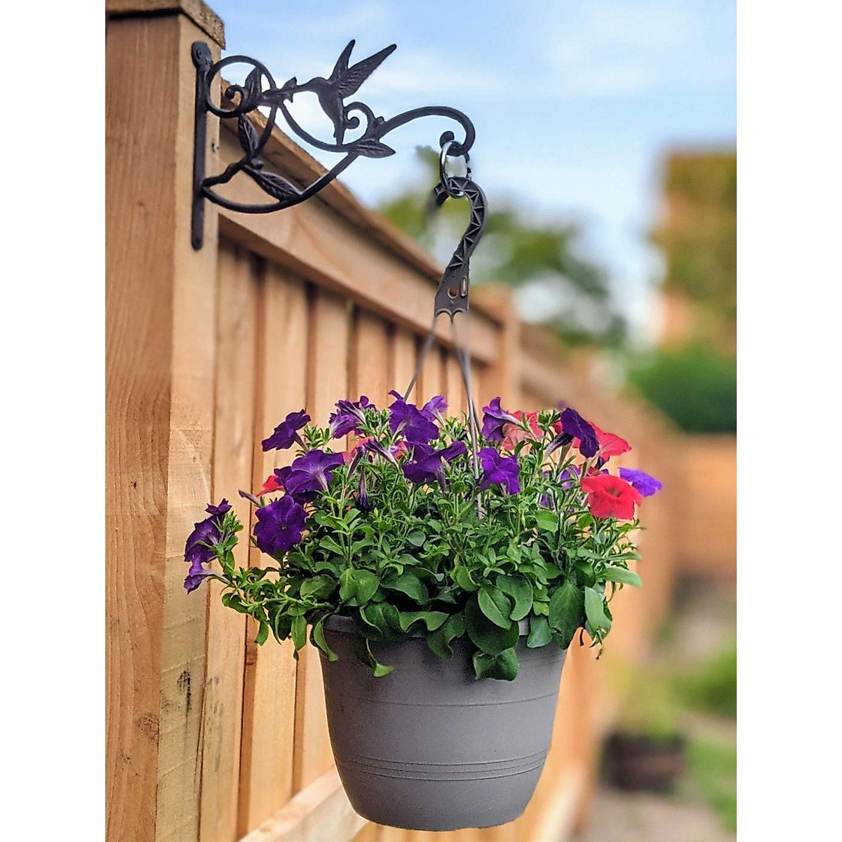 Mkono Hanging Plant Bracket Hook Iron Decorative Plant Hanger for Flower Basket Bird Feeder Wind Chime Lanterns, 2 Pack