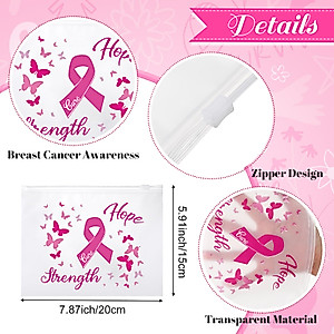Silkfly 150 Pcs Breast Cancer Awareness Bulk Gifts Makeup Bags EVA Hope Cure Strength Cancer Survivor Gifts for Women Waterproof Portable Toiletry Bag Zipper for Public Charity Party Supplies