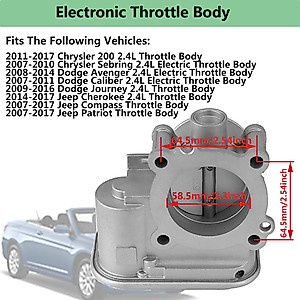 04891735AC Electronic Throttle Body with IAC TPS,Compatible with 2.0L 2.4L Chrysler 200,Sebring Dodge Avenger Caliber Journey Compass Patriot Years 2007-2017 Replaces 977025,4891735AD,4891735AB