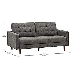 Amazon Brand – Rivet Cove Mid-Century Modern Tufted Apartment Sofa, 72"W, Dark Grey