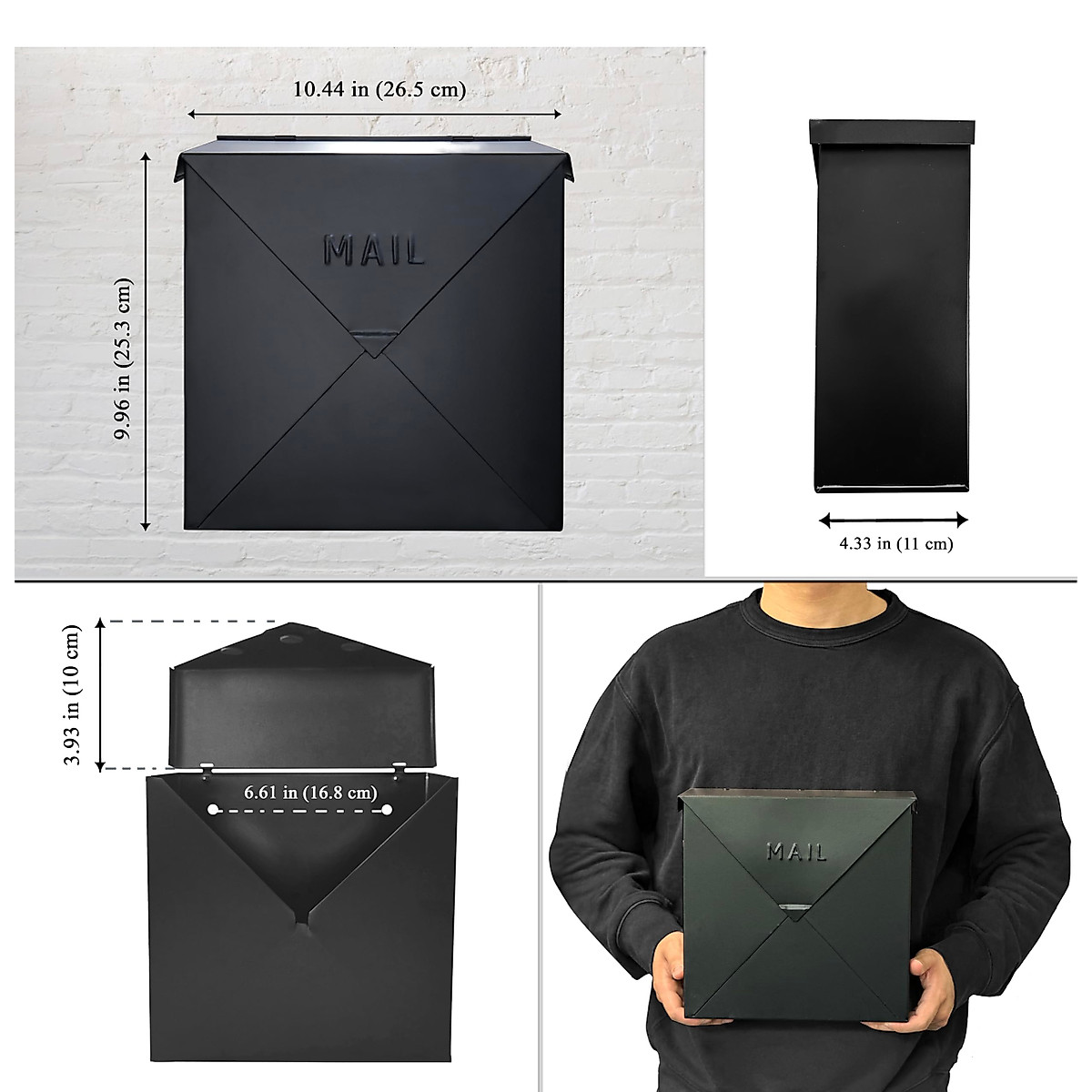 NACH Mailboxes for Outside Wall Mount, 10 x 10 x 4 inch Silver Mail Boxes for House Outside, Waterproof Mailboxes for Outside - Chicago Style Mail Box