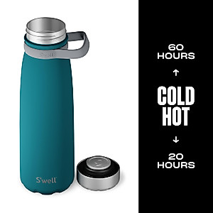 S'well Stainless Steel Traveler With Handle, 40oz, Peacock Blue, Triple Layered Vacuum Insulated Containers Keeps Drinks Cold for 60 Hours and Hot for 20, BPA Free, Easy Carrying On the Go