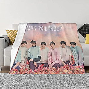 Blanket Korean Star Throw Blanket Idol Singer Anti-Pilling Flannel Ultra Soft Cozy Fleece Boys Fans Merchandise for Sofa Bed Girls Adults Gifts (50"X40")