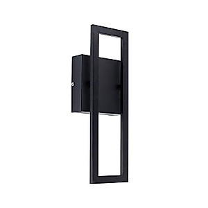 Globe Electric 51432 LED Integrated Outdoor Indoor Wall Sconce, Black, 17 Watts, 520 Lumens, Outdoor Lighting, LED Outdoor Light Fixture, Front Porch Décor, Weatherproof, Wall Lights for Living Room