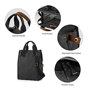 SMRITI Insulated Canvas Lunch Bag for Women/Men-9.6 L Reusable Leakproof Lunch Tote Bag for Work Picnic Beach - Fashion Lunchbox for Adults with Shoulder Strap(Dark Grey)