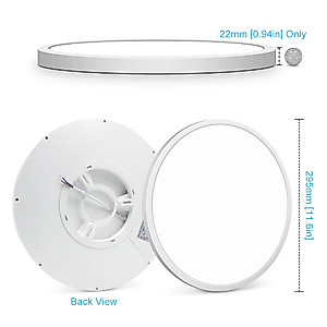 LED Flush Mount Ceiling Light Fixture, Daylight White 5000K, 12 Inch 24W(240W Equivalent), 3200LM, 0.94 Inch Thick Slim Modern Ceiling Lamp, Flat Round Ceiling Lighting for Bedroom Hallway Kitchen