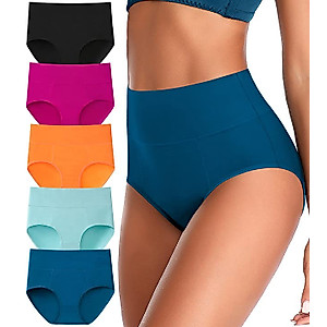 ASIMOON High Waisted Underwear for Women Cotton Postpartum Underwear C Section Briefs Soft Breathbale Ladies Panties L