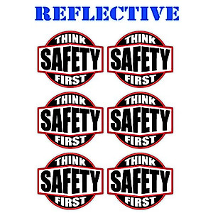 6 Pack | Reflective Think Safety First Hard Hat Stickers | Motorcycle | Welding Biker Helmet Decals | Laborer | Foreman | Welder, Lineman, Driller, Dredger, Construction Vinyl Decal