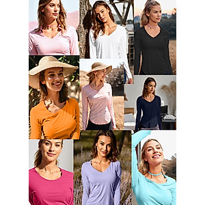 Hiverlay Long Sleeve Workout Shirts for Women V Neck UPF 50+ Athletic Shirts with Thumbhole Running Loose Active T-Shirts Black l