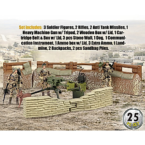 Click N' Play Military Toy Play Set | Trench Defense Unit Action Figures | 25 Pieces Army Men Toys for Boys | Military Toys for 3 Year Old Boys and Older
