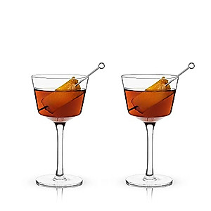 Viski Nick and Nora Glasses, Stemmed Drinkware, Premium Crystal Cocktail Glasses, Cocktail Coupe Glasses, Home and Bar Glass cups, Set of 2, 6oz
