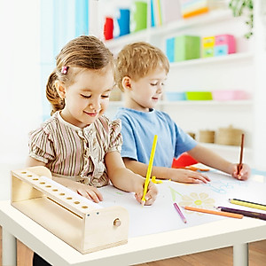 Beright Wooden Tabletop Paper Roll Dispenser, not with Paper, Suitable Size for 11.8" Width Paper Rolls, Desktop Solidwood Easel for Kids Drawing and Writing