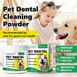 Dog Dental Powder, 120g Teeth Cleaning Powder for Dogs, Breath Freshener with Probiotics Improve Bad Breath, Remove Plaque & Tartar - Pets Dental Care Supplement for Dogs - 4.23 OZ/Scoop Included