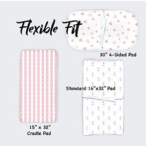 Cambria Baby 100% Organic Cotton Changing Pad Covers or Cradle Sheets with Reinforced Safety Strap Holes. Soft, Pre-Shrunk, and Machine Washable. Girl 3 Pk