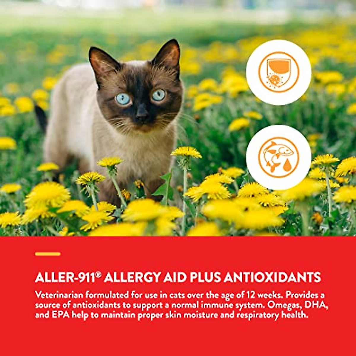 NaturVet – Aller-911 Allergy Aid Plus Antioxidants For Cats – 60 Soft Chews | Supports Immune System, Skin Moisture & Respiratory Health | Enhanced With Omegas, DHA & EPA | 30 Day Supply