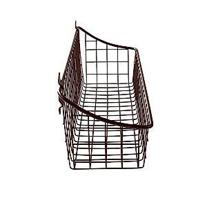 Spectrum Diversified Vintage Cabinet & Wall-Mounted Wall Basket for Storage & Organization, Rustic Farmhouse Decor, Sturdy Steel Wire Storage Bin, Medium, Bronze