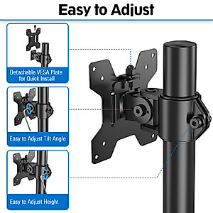 MOUNTUP Single Monitor Mount, Adjustable Monitor Stand for Max 32 Inch Flat Curved Computer Screen, Monitor Arm Desk Mount Fit VESA 75x75& 100x100, up to 17.6lbs, with C-Clamp and Grommet Base, Black