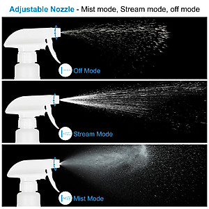 PATIKIL 750ml/24oz Plastic Spray Bottles, 4pcs Adjustable Nozzle Leak Proof Empty Water Mist Stream Sprayer for Cleaning Solutions Plants Hair, White