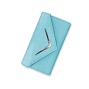 Liquorbrand Women's Vintage Inspired Wallet with Chevron Logo Blue Sparkle