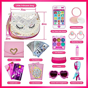 INNOCHEER Little Girls Purse, Play Purse for Little Girls, Unicorn Toys for Girls Age 4-6 6-8, Real Washable Kids Makeup Kit for Girl, Birthday Christmas Princess Gifts Toys for Girls 4-6 5-7 8-10