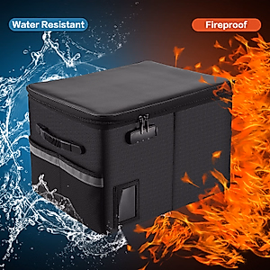 TOMKID Fireproof File Cabinet with Lock, Fireproof Document Organizer Collapsible File Box Filing Cabinet with Handle for Letter Legal Folder Certifications