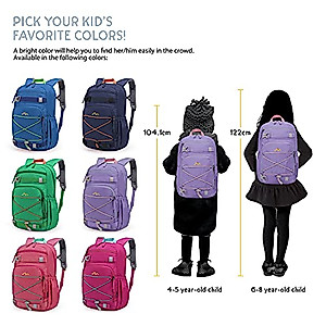 MOUNTAINTOP Kids Backpack for Boys Girls Elementary Kindergarten Bag Lightweight Children Daypack Purple