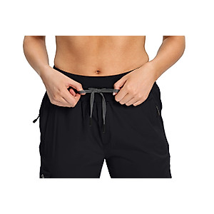 RlaGed Women’s Cargo Hiking Pants Lightweight Joggers Quick Dry Water Resistant Outdoor Fishing UPF 50+ Sweatpants with Zipper Pockets Black s