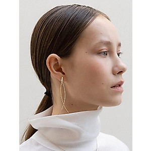 CLASSYZINT Dainty Gold Dangle Earrings,2 Pieces Thin Curved Metal Bar Long Dangling Earrings For Women