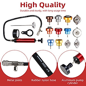 BTSHUB 14 pcs Radiator Pump Pressure Tester Tool Kit Vacuum Pressure Cooling System Tester