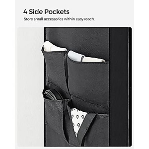 SONGMICS Portable Closet, Wardrobe Closet Organizer with Cover, 3 Hanging Rods and Shelves, 4 Side Pockets, 51.2 x 17.7 x 65.7 Inches, Large Capacity for Bedroom, Living Room, Black URYG092B02