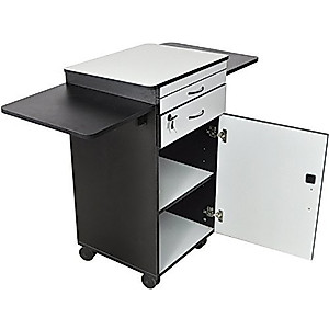Luxor WPSDD3 Wood Multimedia Workstation Cart, 38 inches High; Durable Black/Gray Laminate Finish