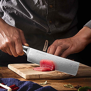 KENTROON Nakiri Knife, 7" Vegetable Knife Asian Usuba Knife,Fruits, meat, vegetable Multipurpose Japanese Nakiri Knife with High Carbon Steel Chef Knife Gift box for Chef,home cook