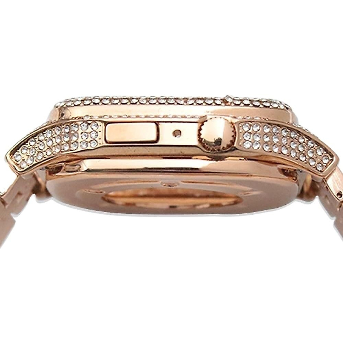 VEVEL Diamond Watch Band+Watch Case Refit Mod Kit，For Iwatch 6 5 4 SE 44mm ，Luxury Lady Diamond Modification Kit，For Apple Watch series 8 7 45mm DIY Watch Band (Color : Rose gold, Size : 45MM)