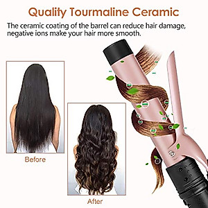 6-IN-1 Curling Iron, Professional Curling Wand Set, Instant Heat Up Hair Curler with 6 Interchangeable Ceramic Barrels (0.35'' to 1.25'') and 2 Temperature Adjustments, Heat Protective Glove & 2 Clips