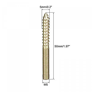 uxcell M5x50mm Hanger Bolts, 20pcs Double Ended Thread Dowel Screws for Wood Furniture