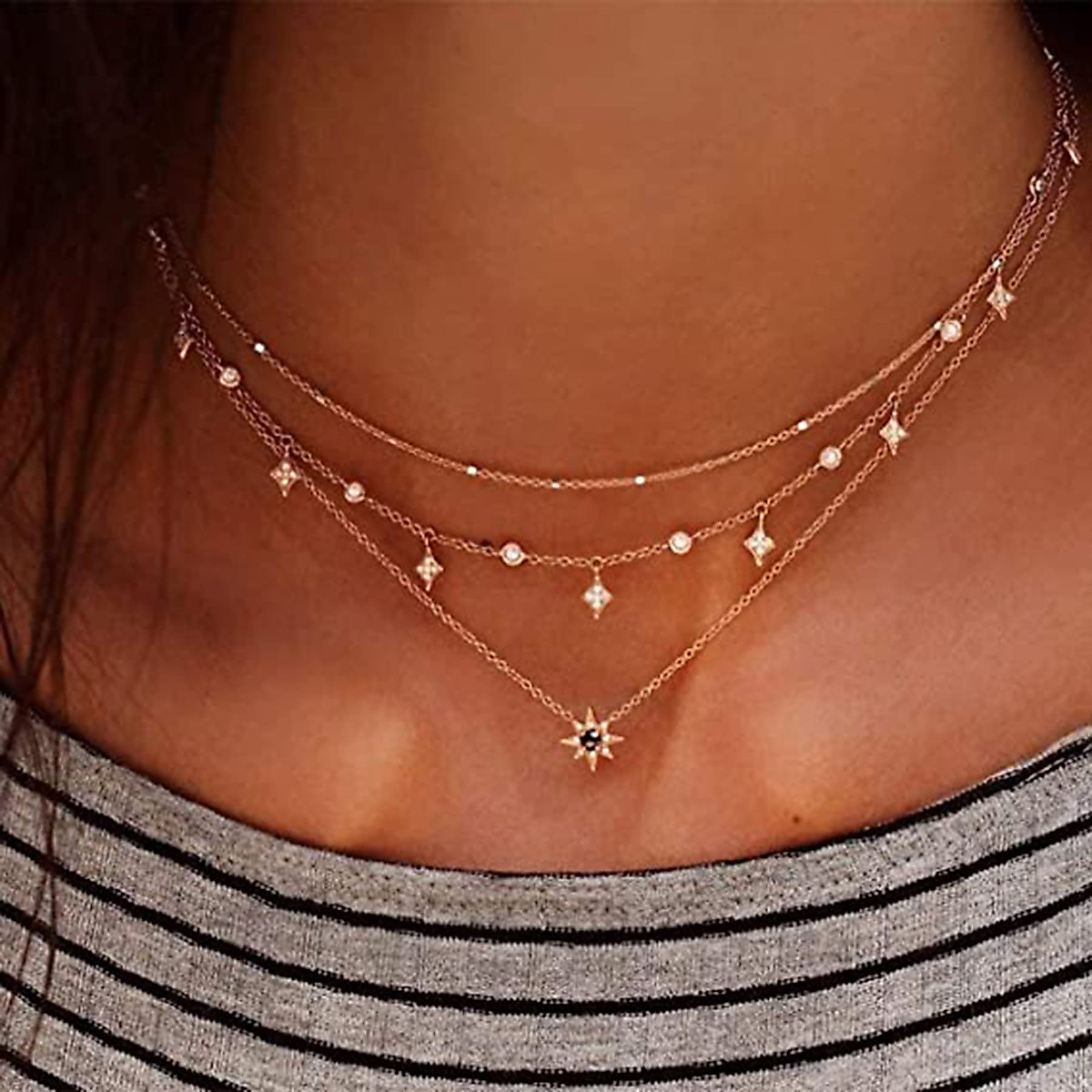 BERYUAN Gold Sun Star Necklace for Women Teens Trendy Necklaces Teen Necklaces for Girls Trendy