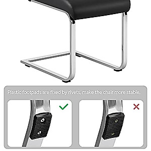 Yaheetech 6PCS Dining Chairs Armless Chairs Side Chairs Leather Seat and Metal Legs with High Back for Kitchen/Living Room/Leisure, Black