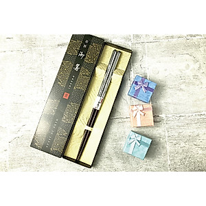 Premium Japanese Chopsticks Reusable [ Made in Japan ] Traditional Lacquer Art Wooden Chopsticks C (Light Drops SV(MK011))