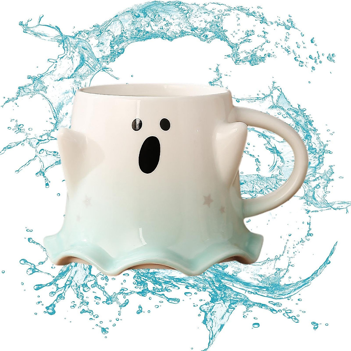 2024 NEW Spooky Ghost Mug, Halloween Coffee Mug, Cute Ghost-Coffee Mug, Ceramic Ghost Shaped Coffee Cup With Handle And Spoon, Fall Home Decor