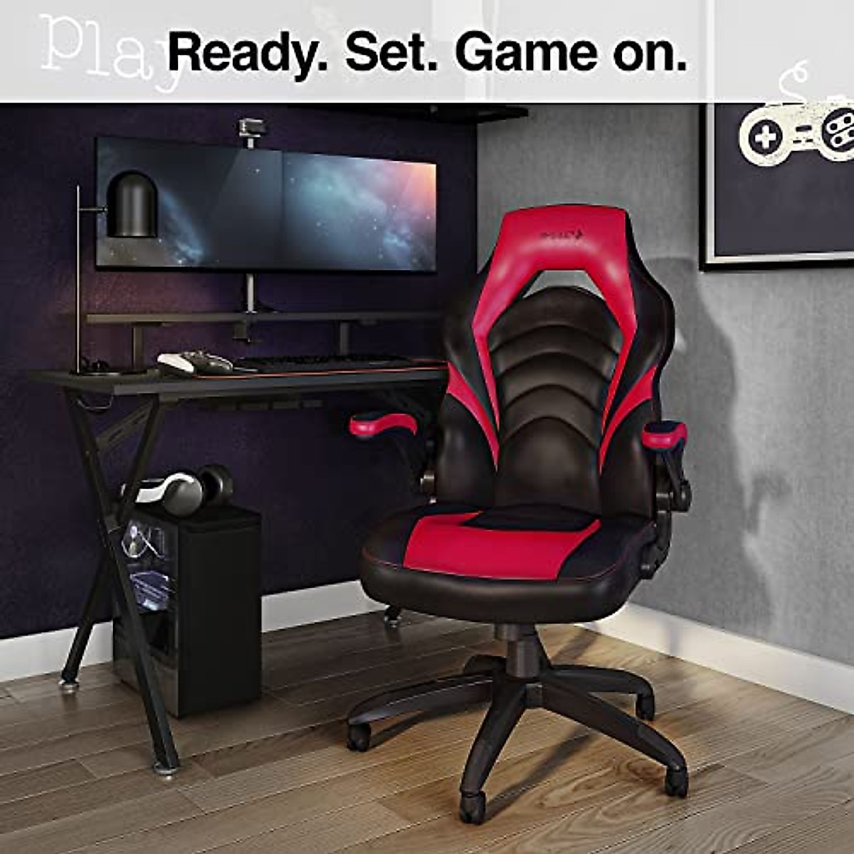 STAPLES 2710774 Gaming Chair Black and Red