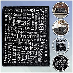 Inspiring Messages (Black) Super Plush Blanket - 50x60 Soft Throw Blanket - Perfect for Cuddle Season & Holiday Gifts!
