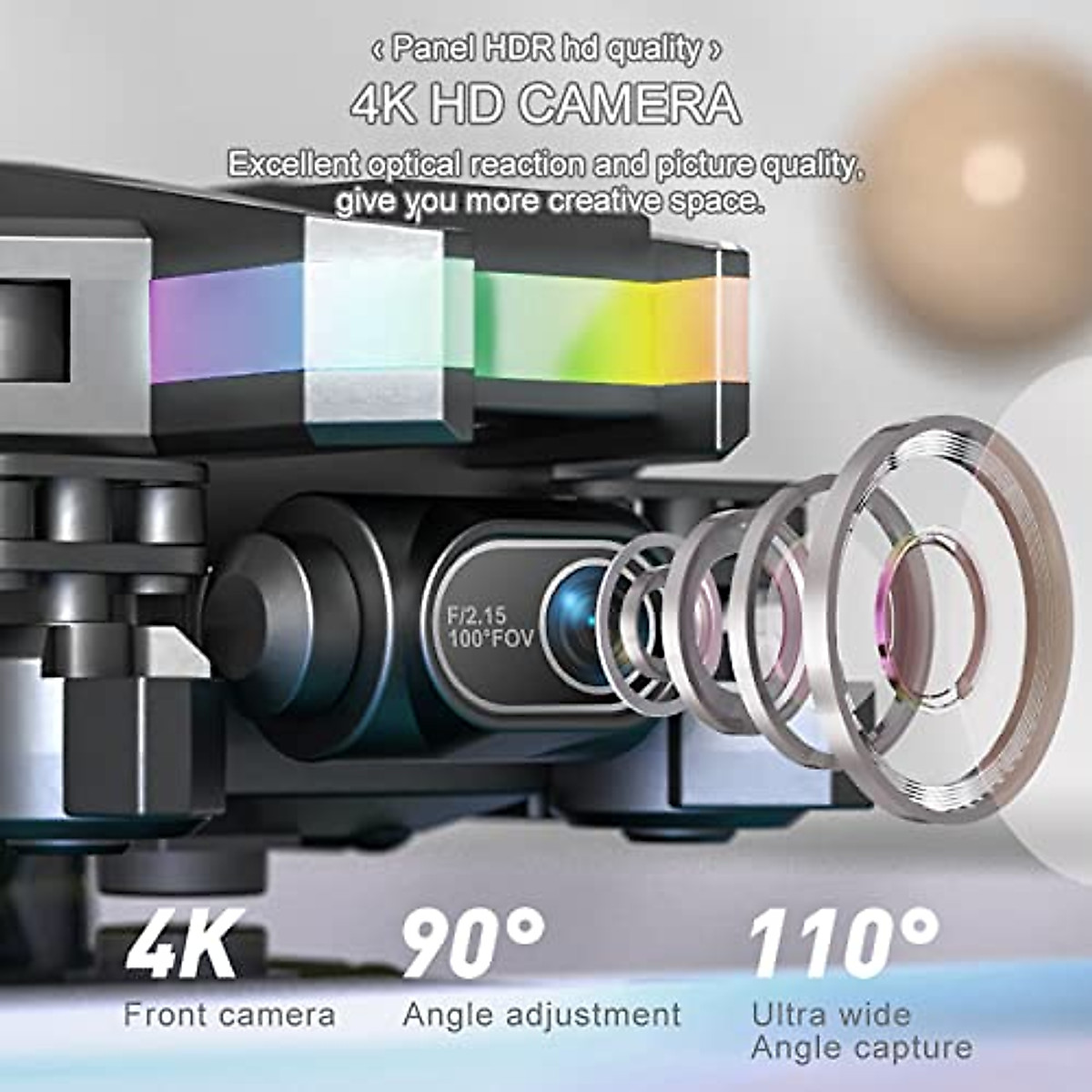 Drone with Camera for Adults - Foldable Mini Drone with Dual 4k HD Fpv Camera Remote Control Toys Gifts for Boys Girls with Altitude Hold, Headless Mode, Speed Adjustment (Black B)