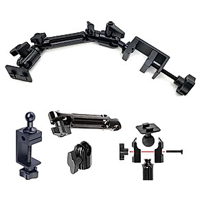 ChargerCity Heavy Duty 4-Way Adjust Aluminum Alloy Pole/Bar Music Mic Microphone Stand Clamp Mount for iPad Pro Air Mini Galaxy Surface Pro 7-12" Tablets (Good for Uber Eat Doordash Postmate salso)