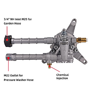 Mikatesi 7/8" Shaft Vertical Pressure Washer Pump for SRMW22G26-EZ 2.2G24, 2.2 2.5 GPM 2600-3000 PSI for TroyBilt Karcher Craftsman Generac Fits Most 4-7 HP Engines with 5 Nozzle
